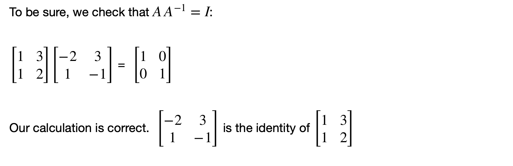 Identity Matrix and Inverse Matrix - Programmathically